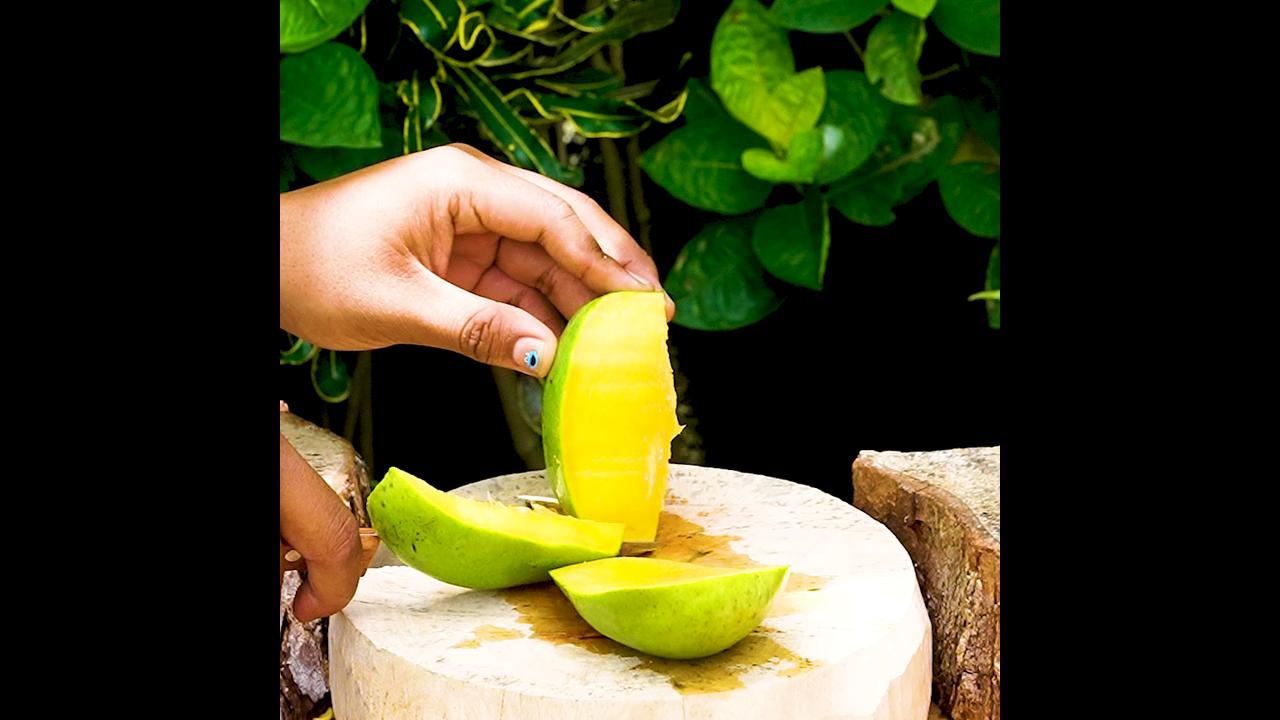 Satisfying Cutting A Green Mango Satisfying Soundly