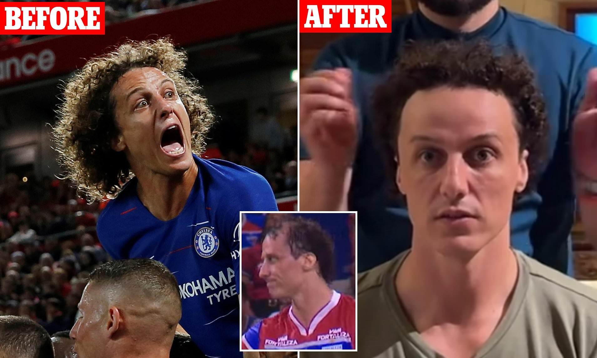 Former Chelsea star David Luiz reveals battle with baldness as he loses iconic curls to leave ...