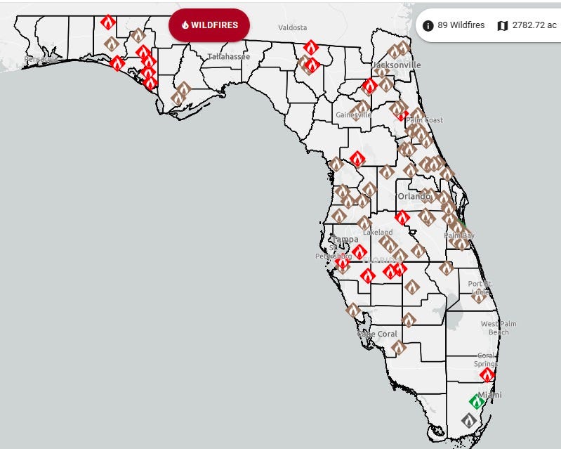 89 fires burning 2,700 acres in Florida. Maps show where they are ...