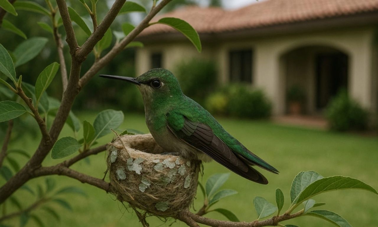 ¿Cuál es el significado espiritual de que un colibrí haga nido en mi casa?