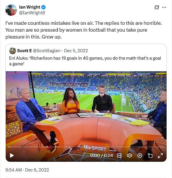 Revealed: Ian Wright's throwback social media post in SUPPORT of Eni Aluko after she accused him ...