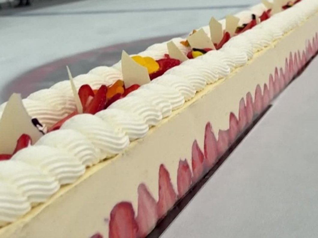 Over 120 meters: This is the world's longest strawberry cake