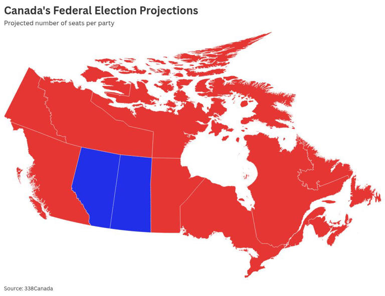 Canada Election Prediction Map Offers Good News for Mark Carney