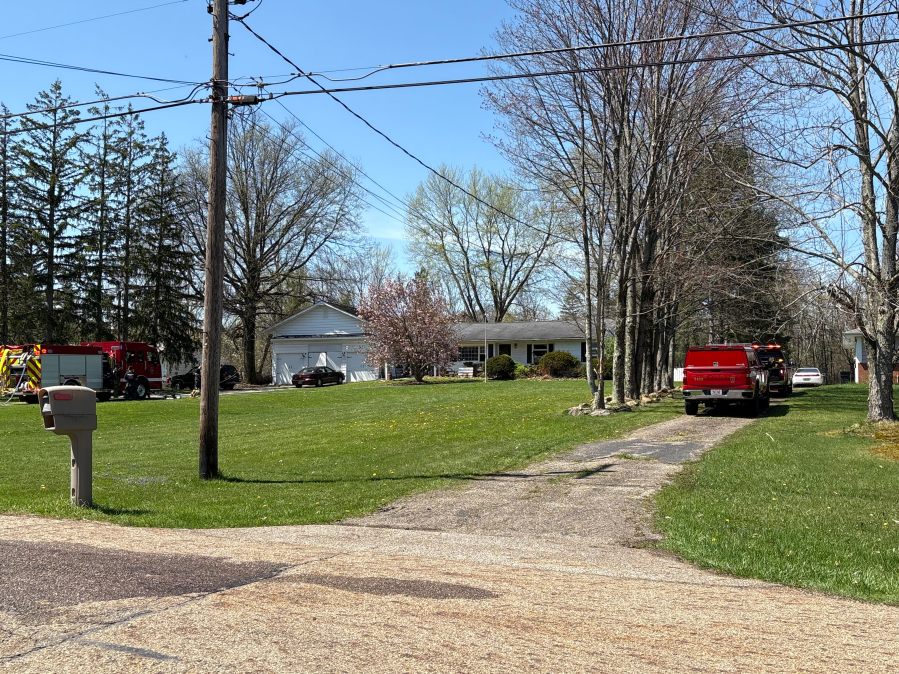Geauga County firefighters at scene of house fire