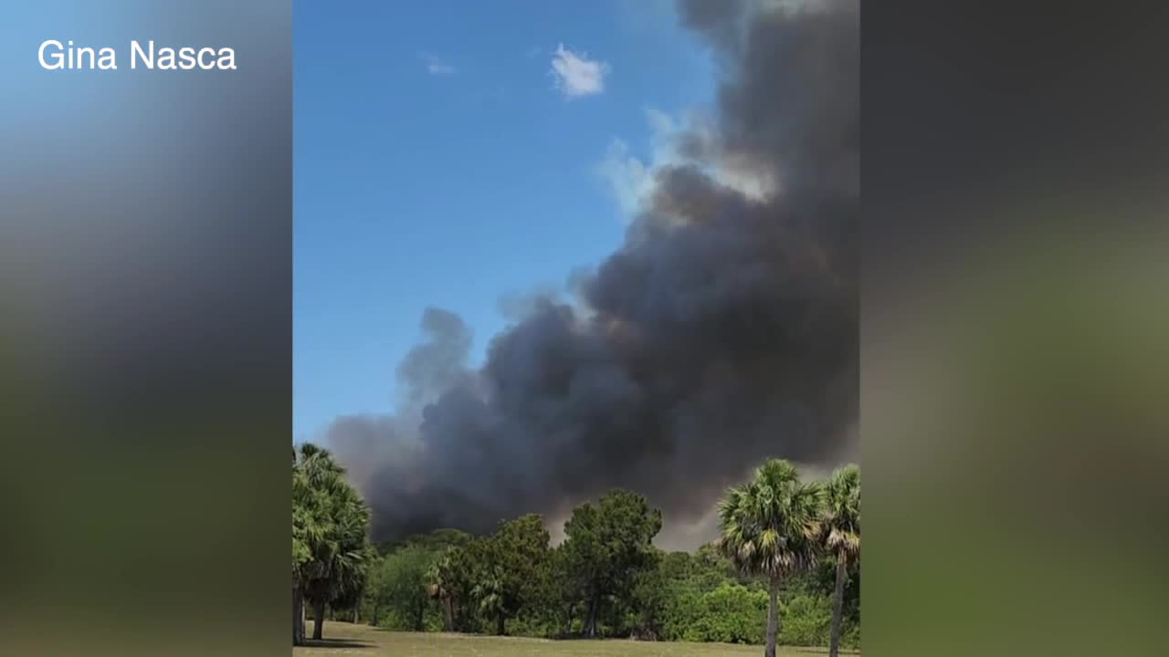 Fire crews battle wildfire in Key Vista Park in Pasco County