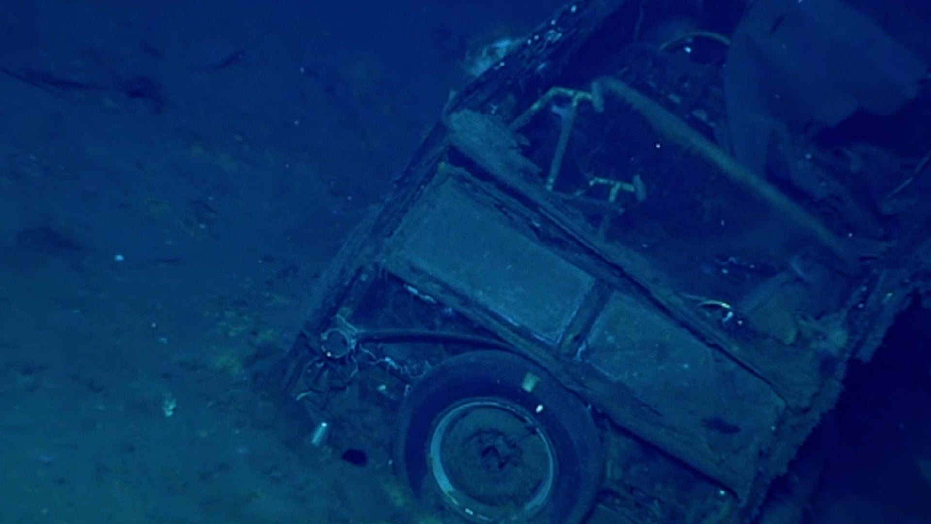 Stunning discovery: Car found in sunken WWII aircraft carrier