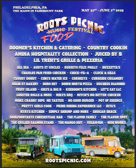 Food lineup revealed for 2025 Roots Picnic