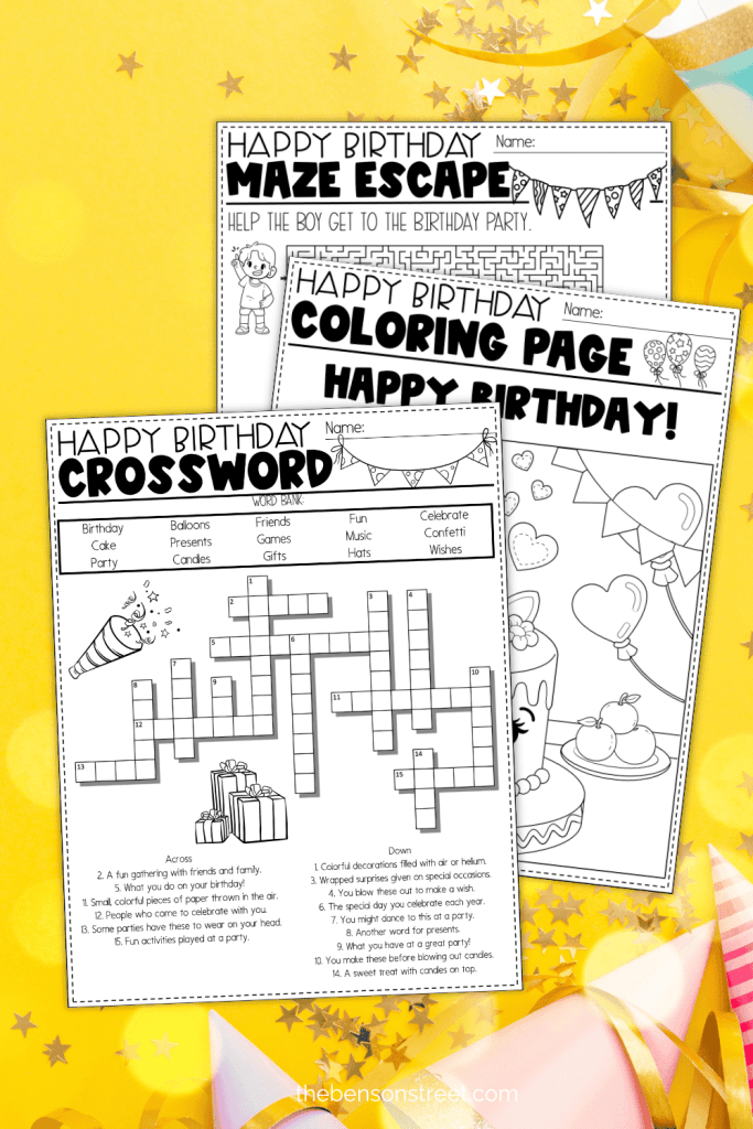 Free Printable Birthday Activity Pages Pack