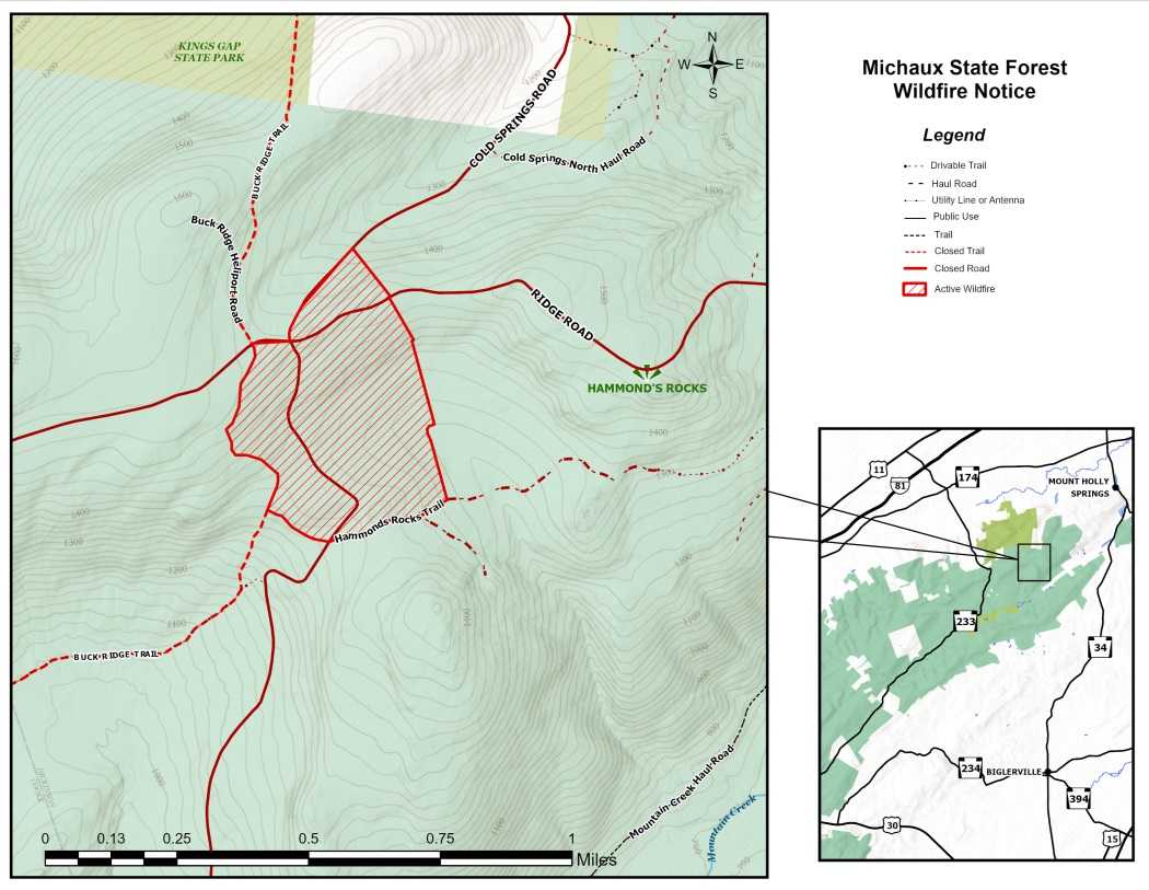 Second wildfire breaks out in Michaux State Forest