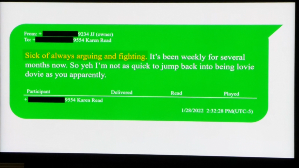 ‘Sick of always arguing’: Key texts shown during day 3 of Karen Read ...