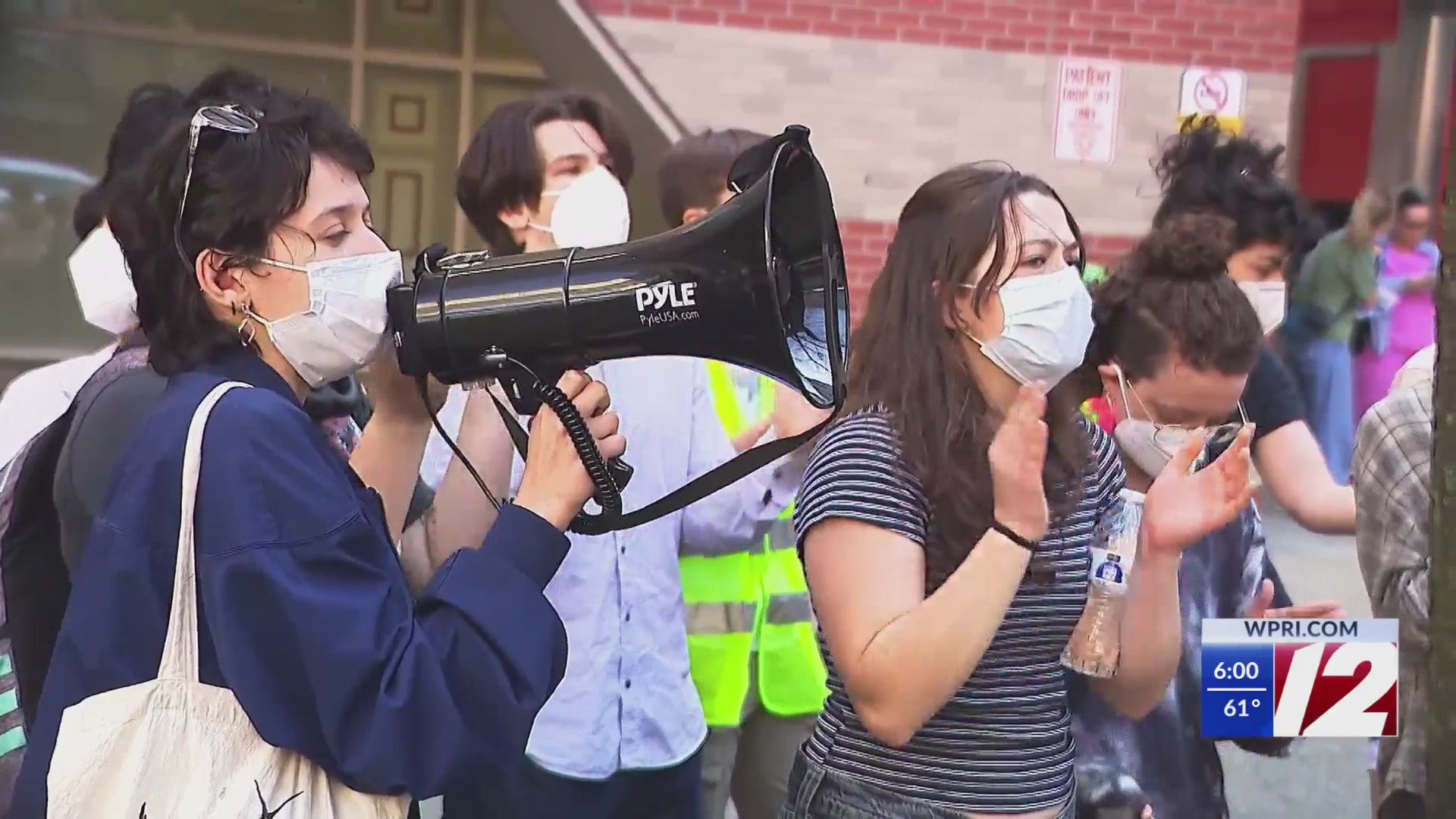 Dozens gather outside RI Hospital to protest ICE