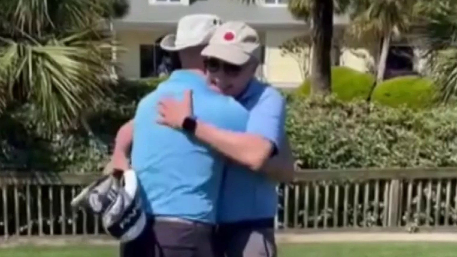 Video of best friends reuniting on golf course goes viral