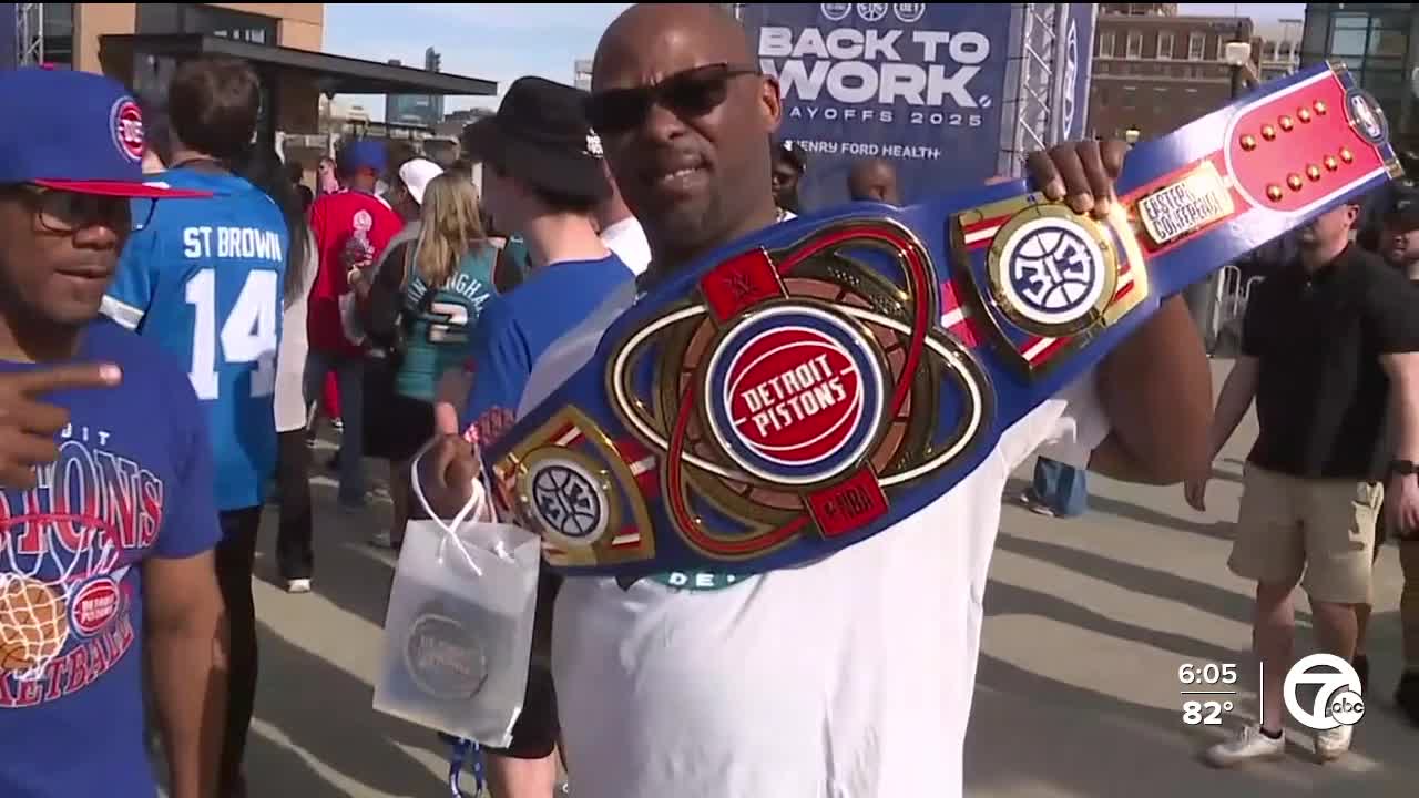 Fans fired up as Detroit Pistons host playoff game, NFL Draft begins