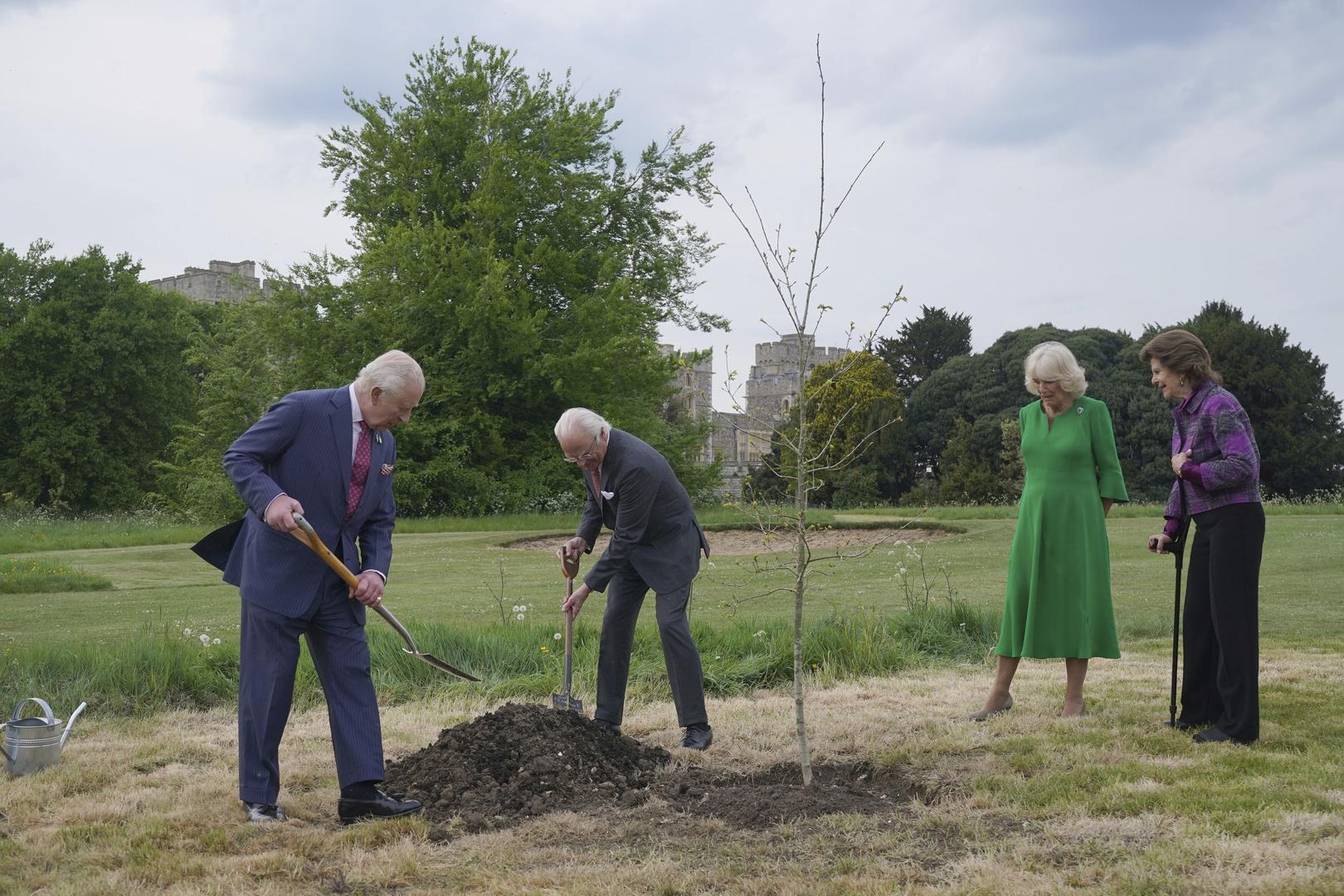 King Charles and Queen Camilla plant a tree in the grounds of Windsor ...