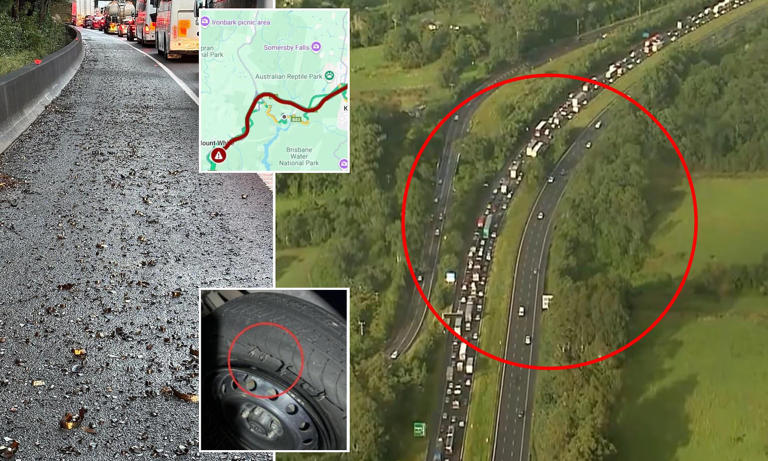 M1 traffic update: Hundreds of cars stranded with flat tyres after accident