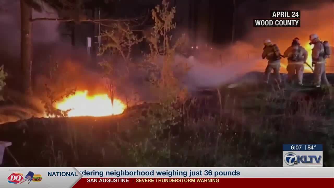 Firefighters unite to battle Wood County oil tank fire