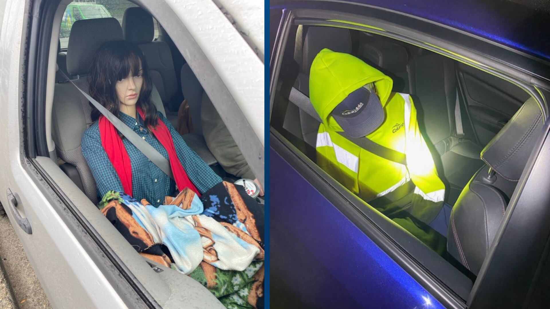 Drivers caught on I-5 with dummy dolls to use HOV lane