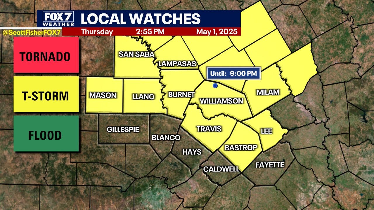 Austin weather: Severe thunderstorm warnings issued for Central Texas