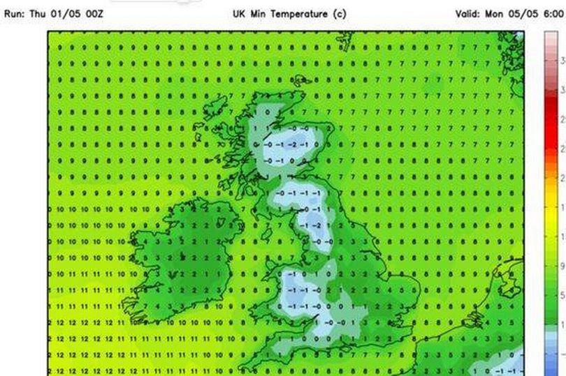 Maps show exact date -2C cold snap will hit Britain after heatwave