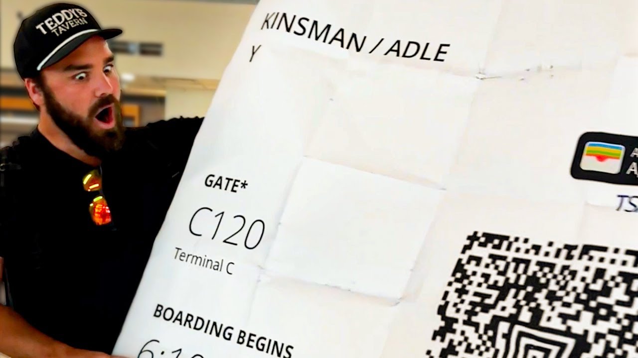 Giving My Brother a 6-Foot Boarding Pass Prank!