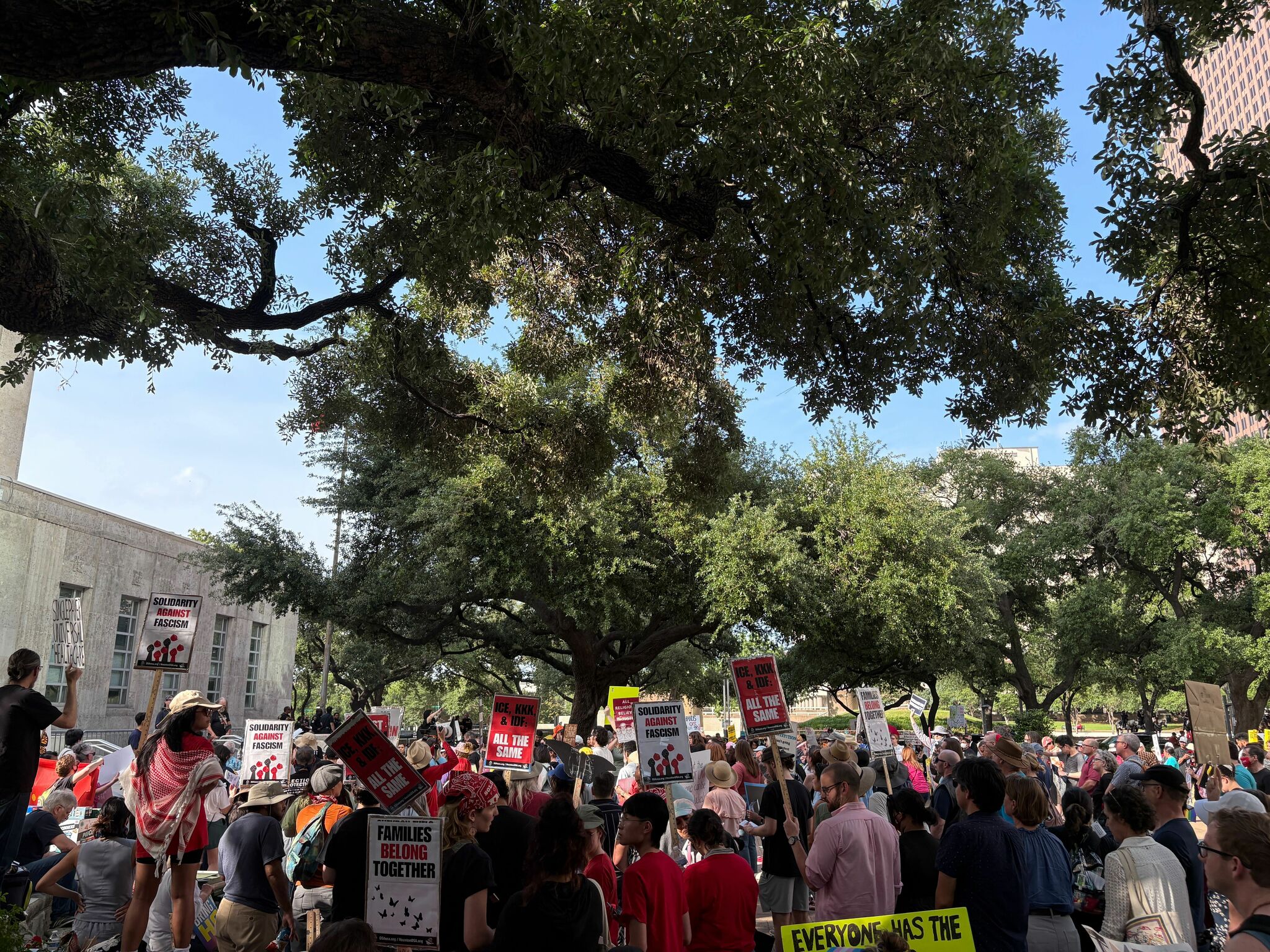 Houston residents gather outside city hall on May Day to protest police ...
