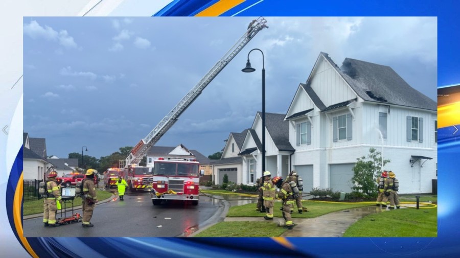 Lightning strikes Lafayette home, igniting fire witnessed by workers