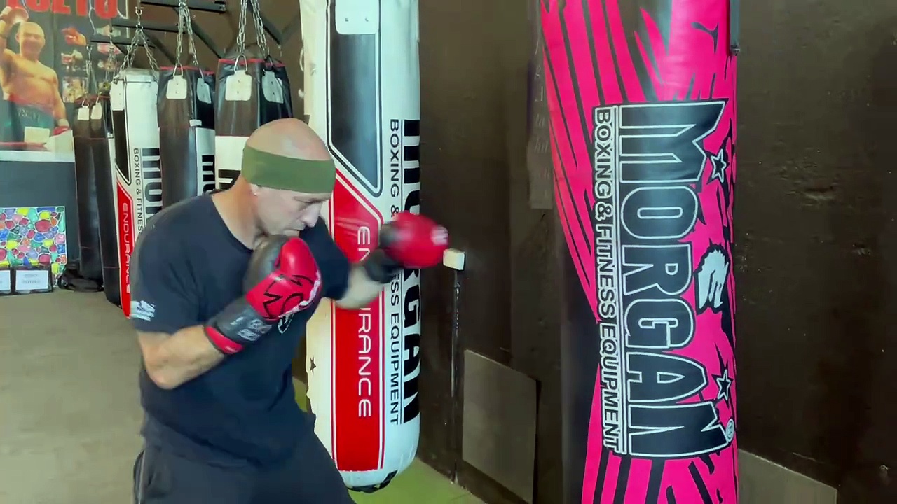 Damien Lock prepares for boxing match with Steven Baker.