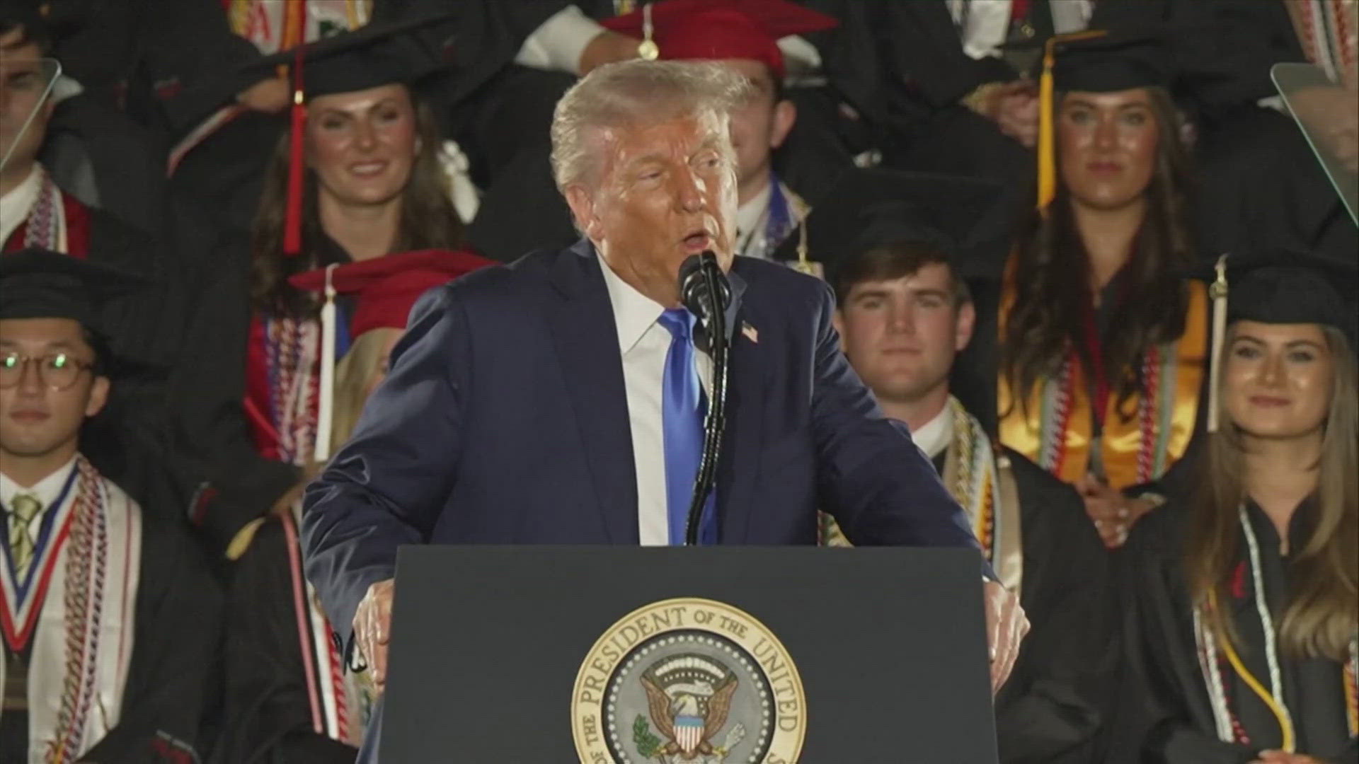 President Donald Trump delivers commencement speech at University of ...