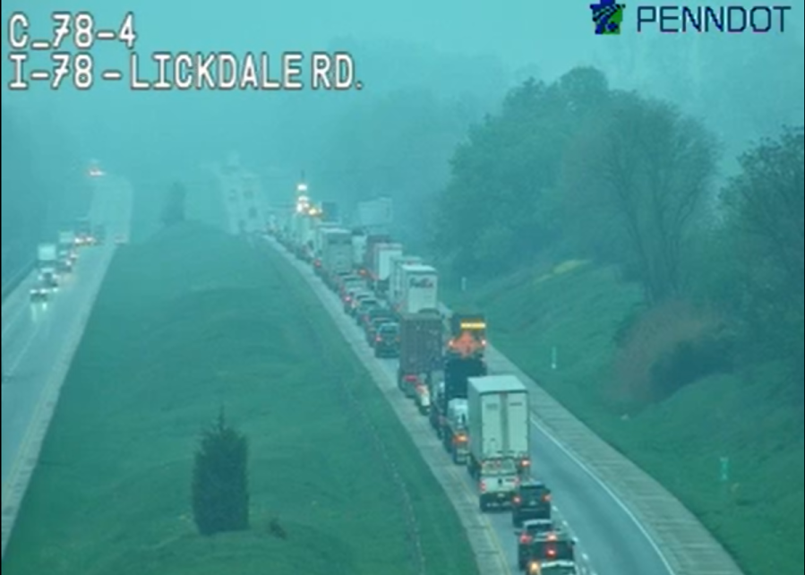 Crash blocks lane on I-78 in Lebanon County