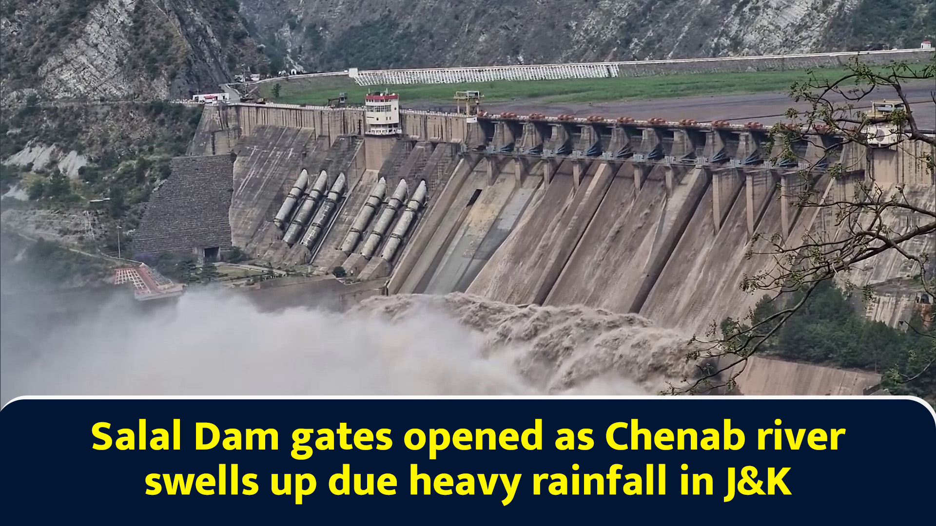 Salal Dam gates opened as Chenab river swells up due heavy rainfall in J&K