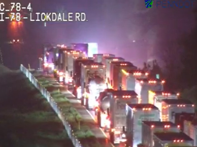 Tractor-trailer strikes PSP cruiser on I-78