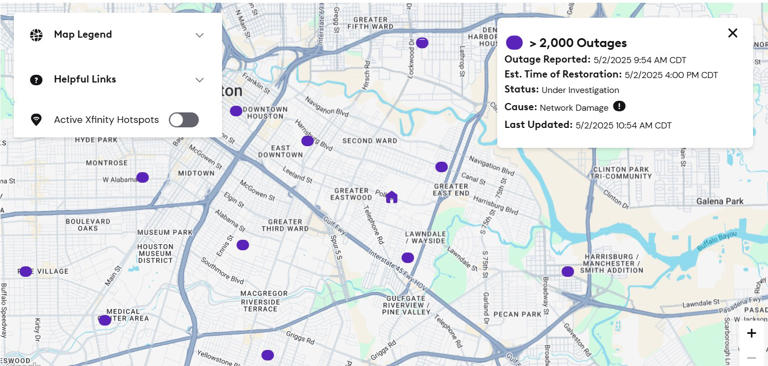 Large Xfinity outage reported in Houston, 'network damage' blamed
