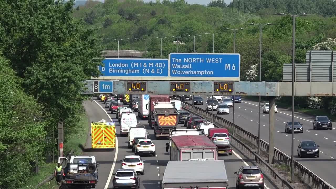 May Bank Holiday Traffic builds on the M5 Motorway near West Bromwich ...