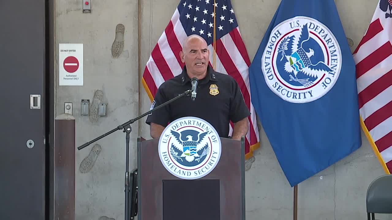 Southbound weapons interdiction press conference held By DHS in Nogales