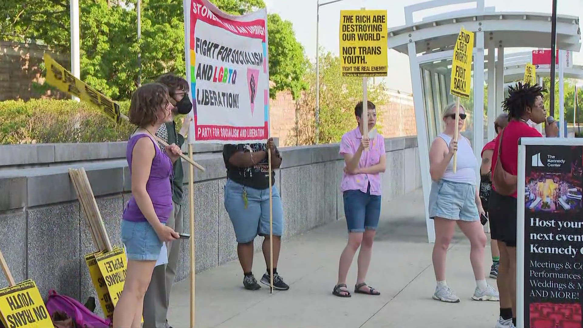 Anti-Trump protest held outside Kennedy Center