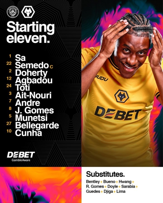 ‘황희찬 또 벤치’ 6연승 상승세의 울버햄튼, 맨시티 원정서 제대로 미칠까? 35R 선발 라인업 발표 [EPL]