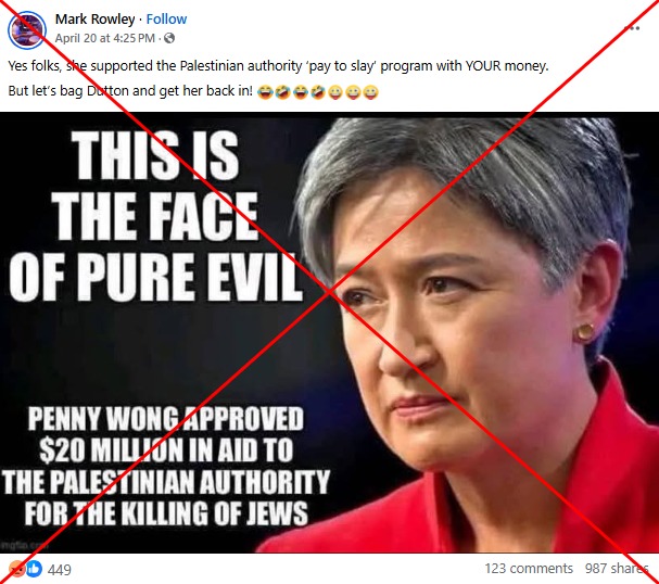 Posts falsely claim Australian foreign minister approved aid to ...