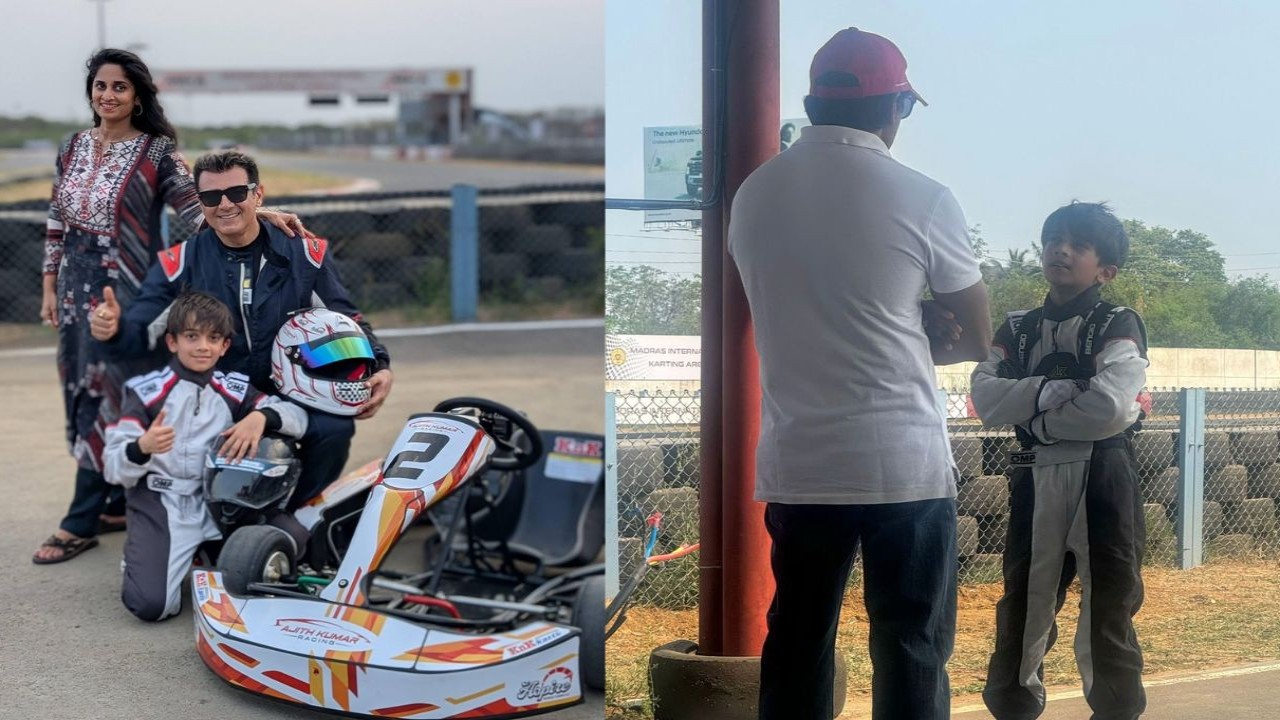 Ajith Kumar enjoys go-karting with wife Shalini and son Aadvik; meets ...