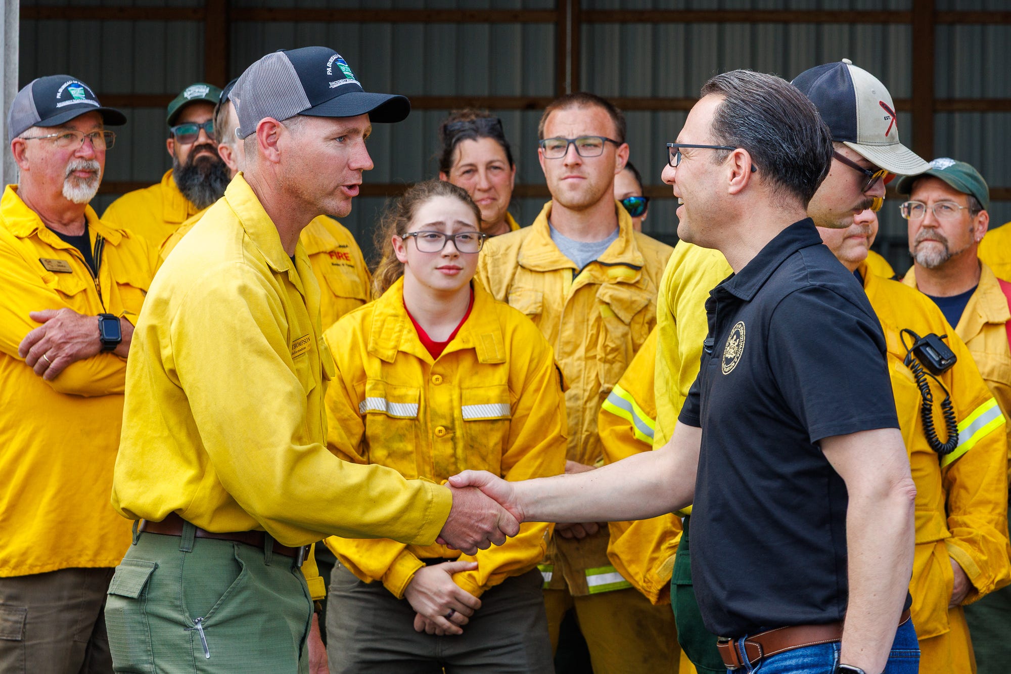 As fires become contained, Gov. Shapiro visits firefighters who battled ...