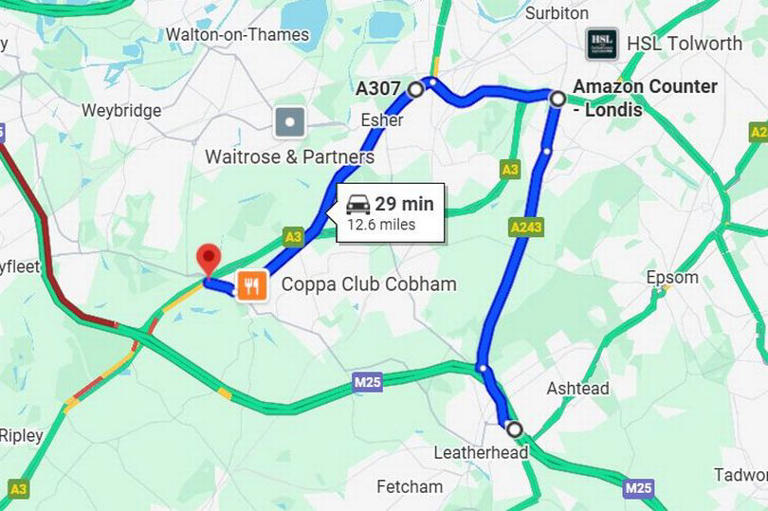 Major Surrey M25 and A3 closures continue in May with contraflow system ...