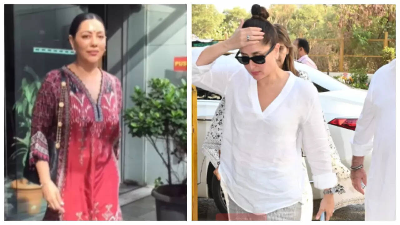 Gauri Khan, Suhana, Khan, Kareena Kapoor, and Karisma Kapoor arrive to support Anil Kapoor's mom ...