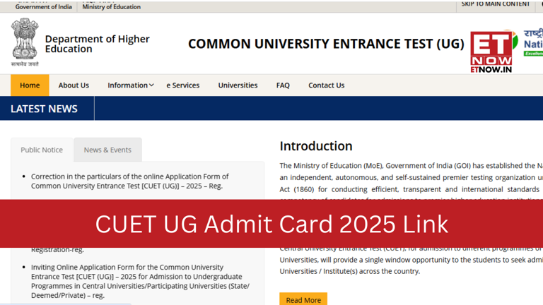 CUET UG Admit Card 2025 Link at cuet.nta.nic.in WHEN? How to download