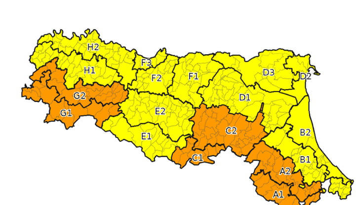 Allerta arancione per temporali, frane e piene dei fiumi in Emilia-Romagna