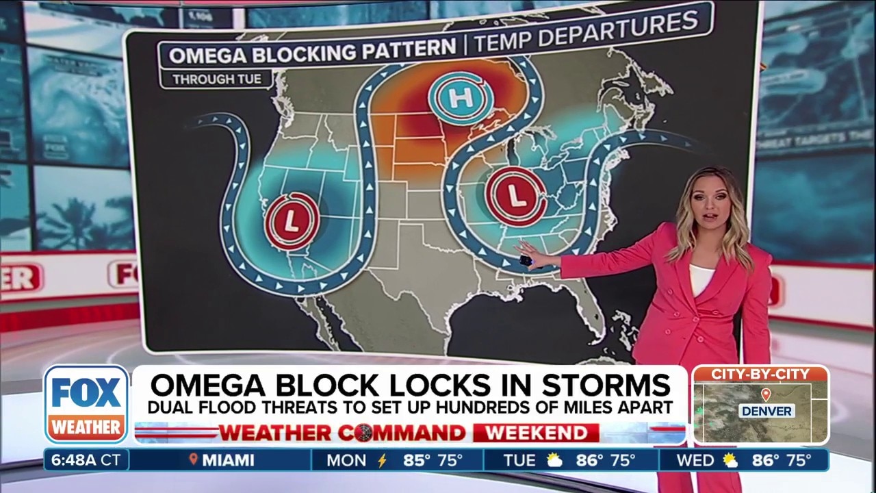 Omega block pattern locking in storm, flood threat across US