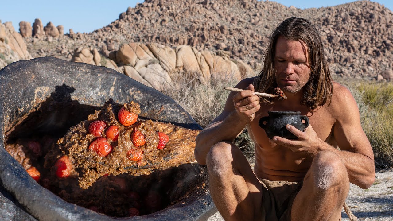 Primitive Acorn Mush Breakfast in Desert