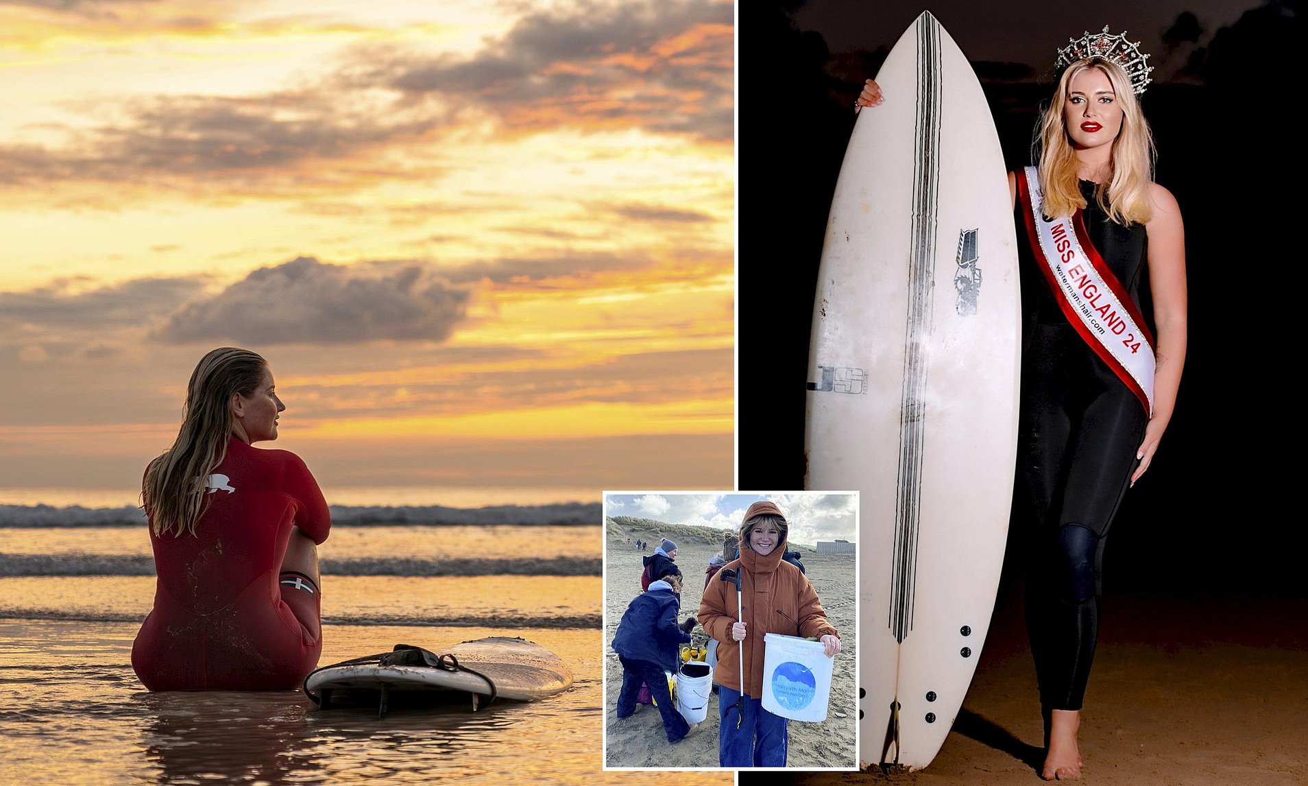 Miss England surfer, 24, says she can't train because sewage was dumped off the Cornish coast