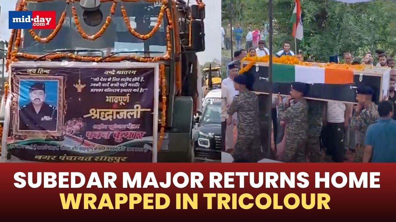 Subedar Major Pawan Kumar`s mortal remains reach his hometown ...