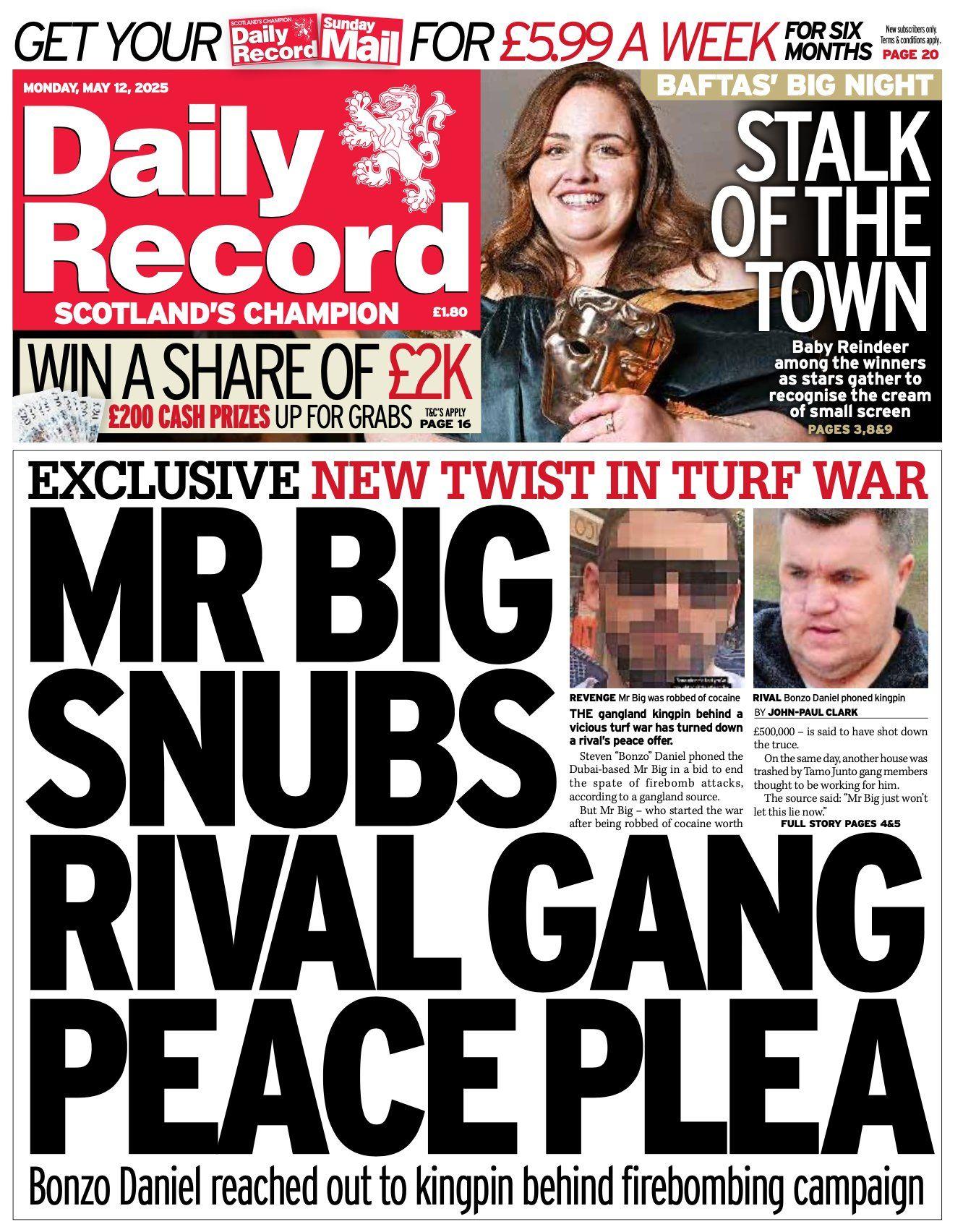 Scotland's papers: Labour's migrant 'blitz' and Bafta winners