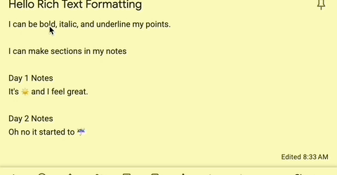 Google Keep brings text formatting to the web