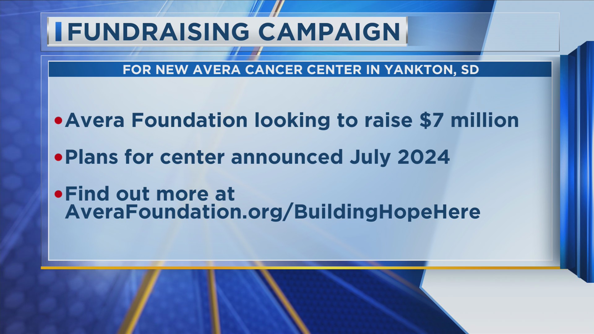 Avera Foundation announces fund raising campaign for new cancer center ...